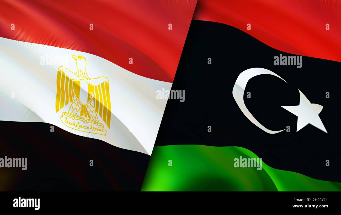 Egypt and Libya flags. 3D Waving flag design. Libya Egypt flag, picture ...
