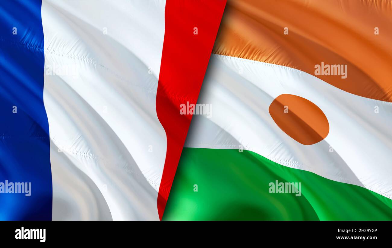 France and Niger flags. 3D Waving flag design. France Niger flag ...