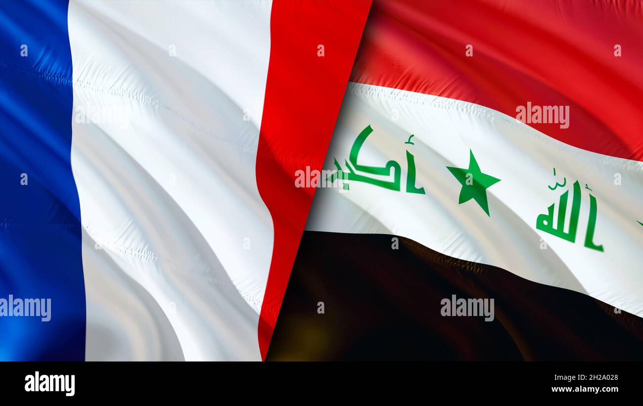 France and Iraq flags. 3D Waving flag design. France Iraq flag, picture ...