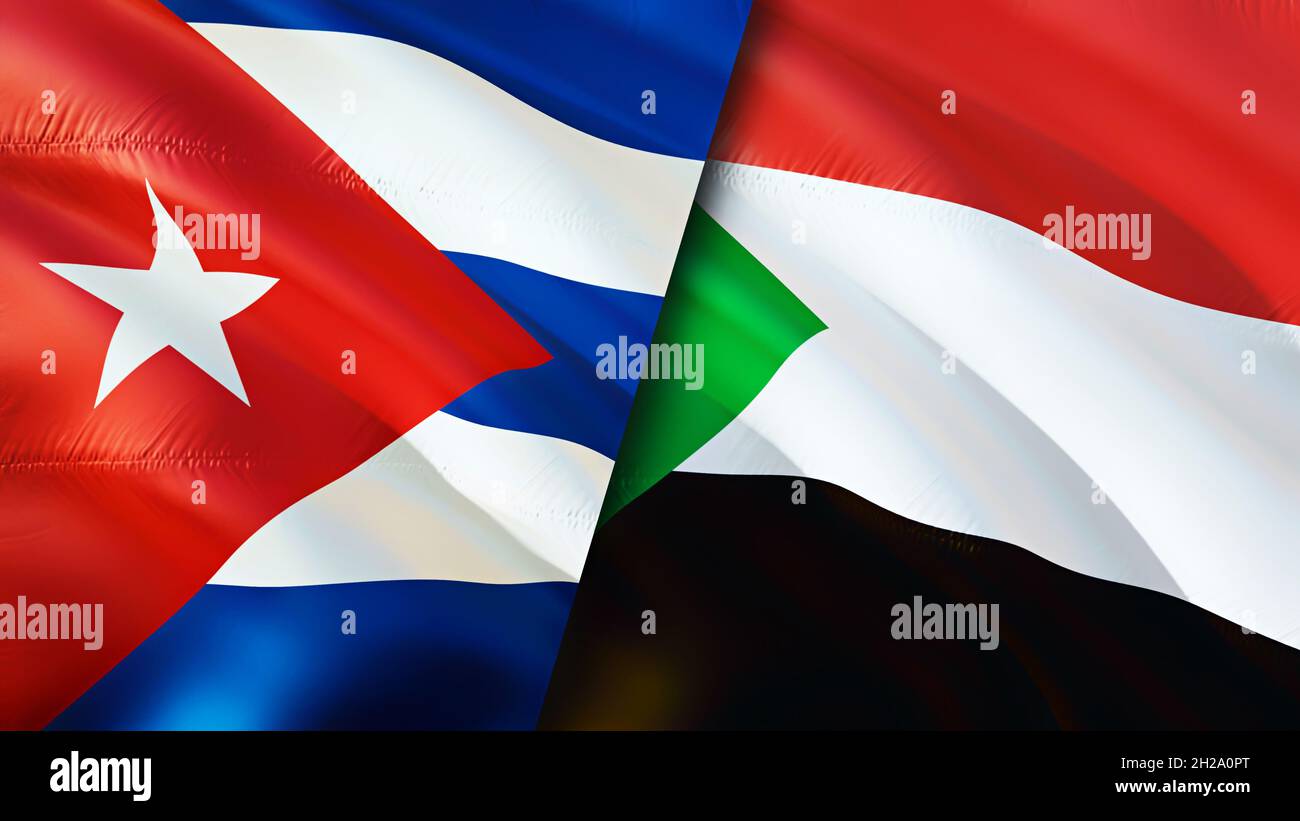 Cuba and Sudan flags. 3D Waving flag design. Cuba Sudan flag, picture ...