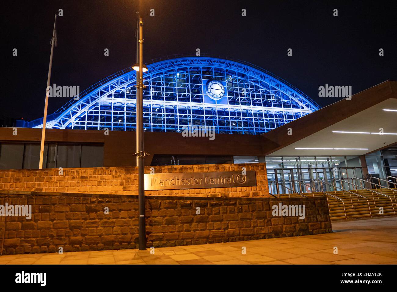 Night view of the Manchester Central Convention Complex Stock Photo - Alamy