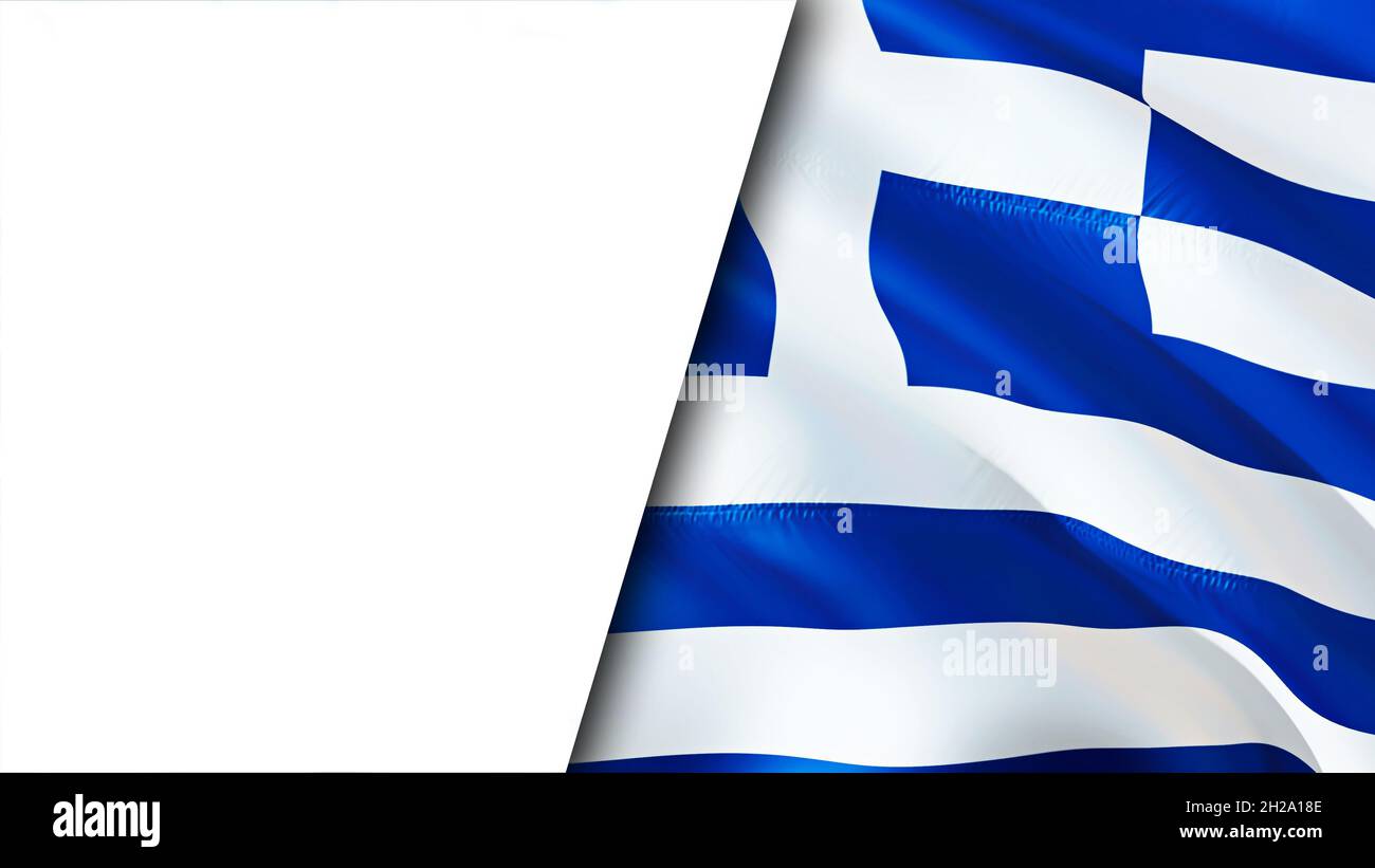 White background and Greece flags. 3D Waving flag design. Greece White ...