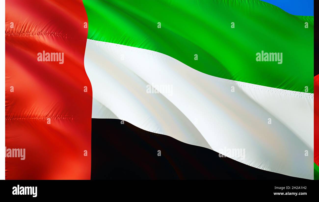 Brazil and United Arab Emirates flags. 3D Waving flag design. Brazil ...