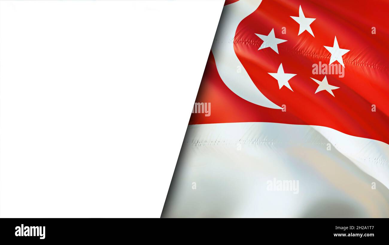 White background and Singapore flags. 3D Waving flag design. Singapore ...