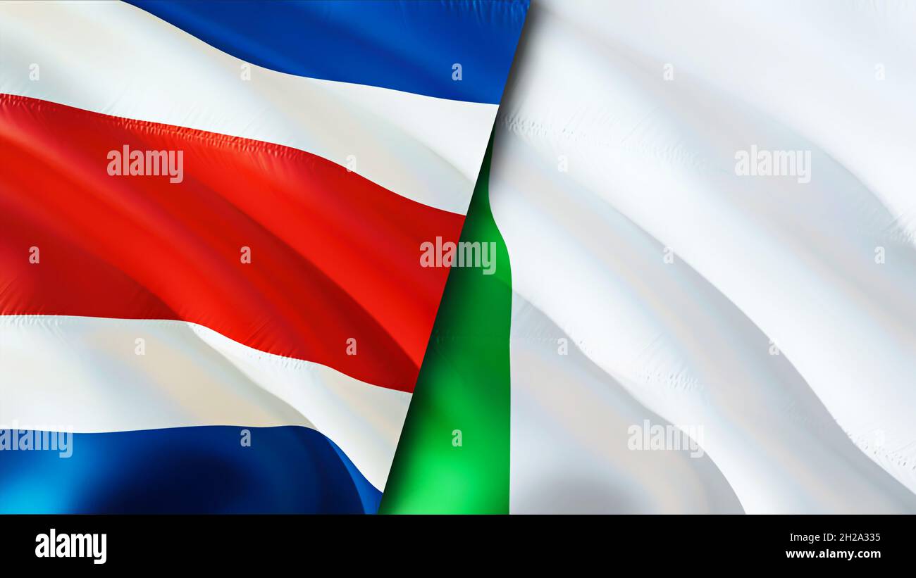 Costa Rica And Nigeria Flags 3d Waving Flag Design Costa Rica Nigeria