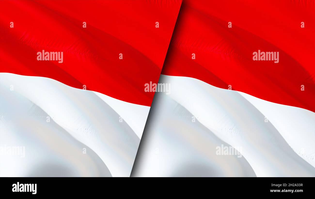 Monaco and Monaco flags. 3D Waving flag design. Monaco Monaco flag ...