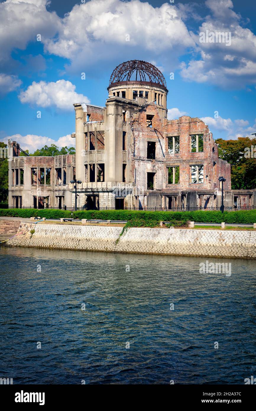 The ruins of the Genbaku Dome, or Atomic Bomb Dome, near the ground ...