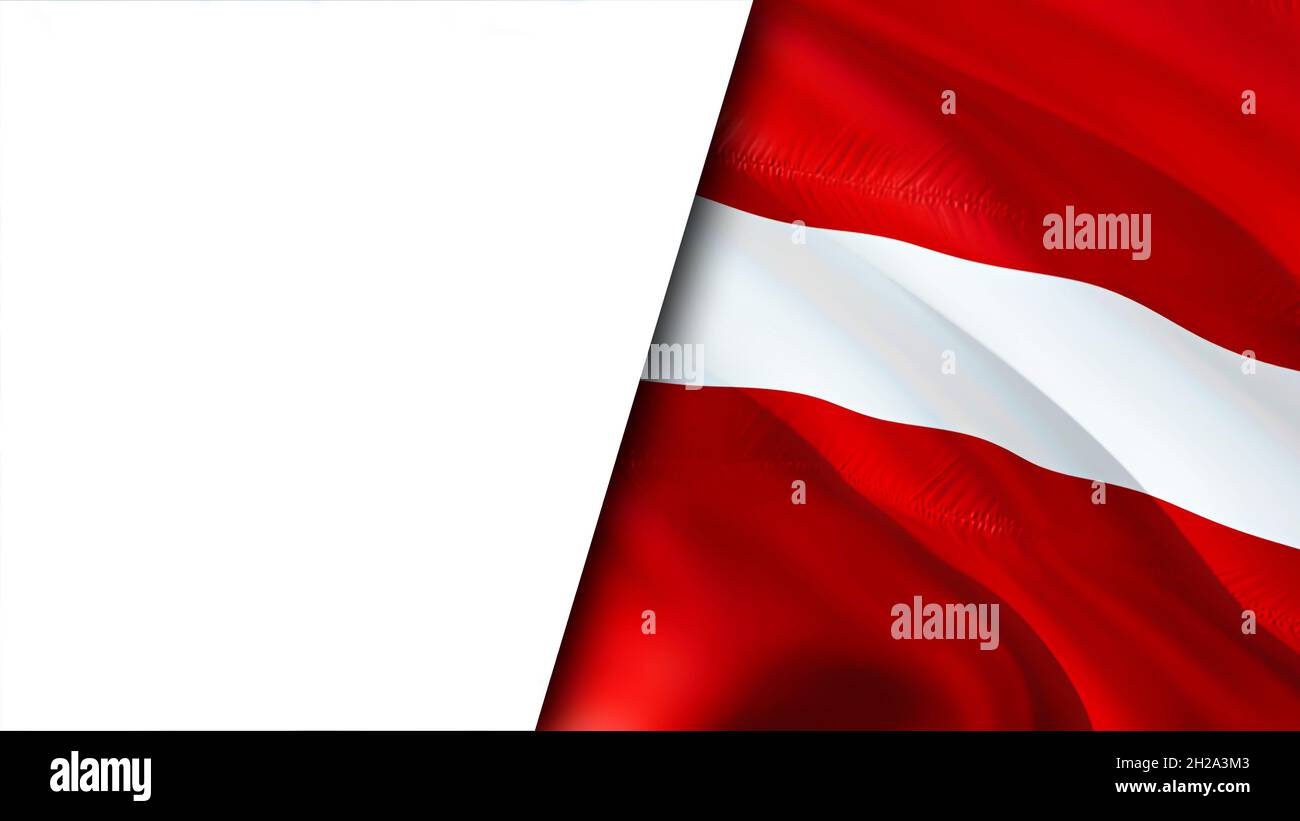 White background and Latvia flags. 3D Waving flag design. Latvia White background flag, picture ...