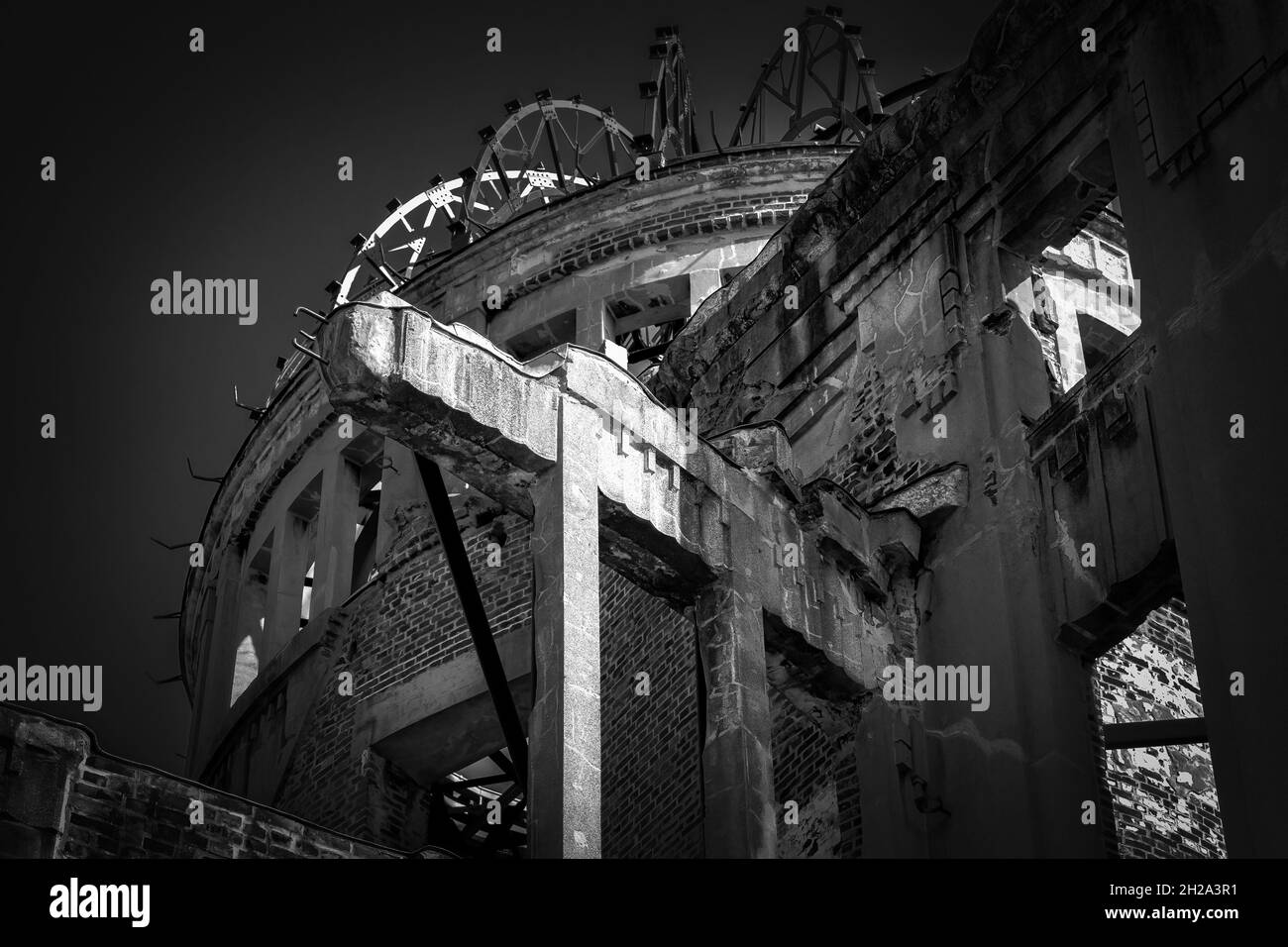 The ruins of the Genbaku Dome, or Atomic Bomb Dome, near the ground ...