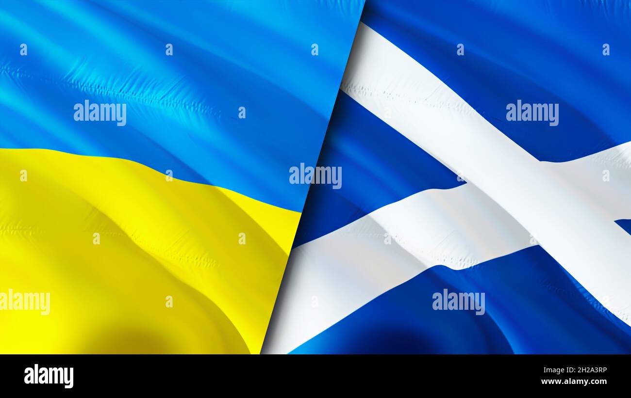 Ukraine and Scotland flags. 3D Waving flag design. Ukraine Scotland ...