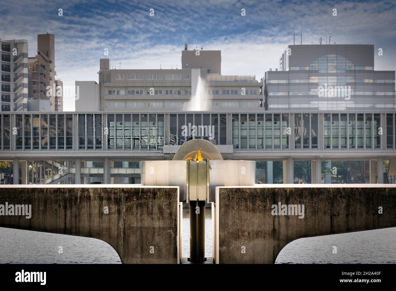 The Flame of Peace at the Peace Memorial Park in Hiroshima, Japan Stock ...
