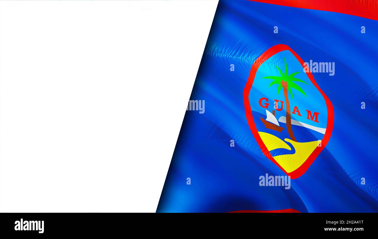 White background and Guam flags. 3D Waving flag design. Guam White ...