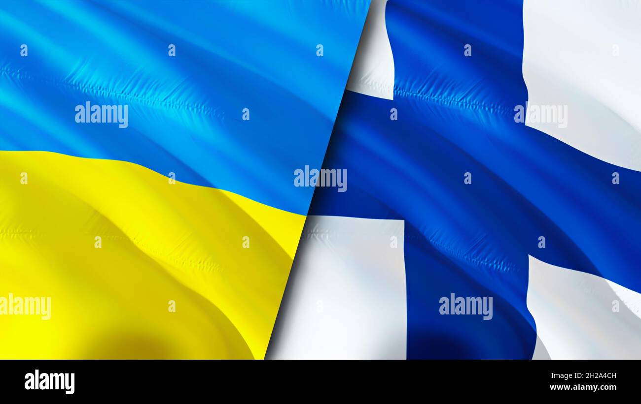 Ukraine and Finland flags. 3D Waving flag design. Ukraine Finland flag ...