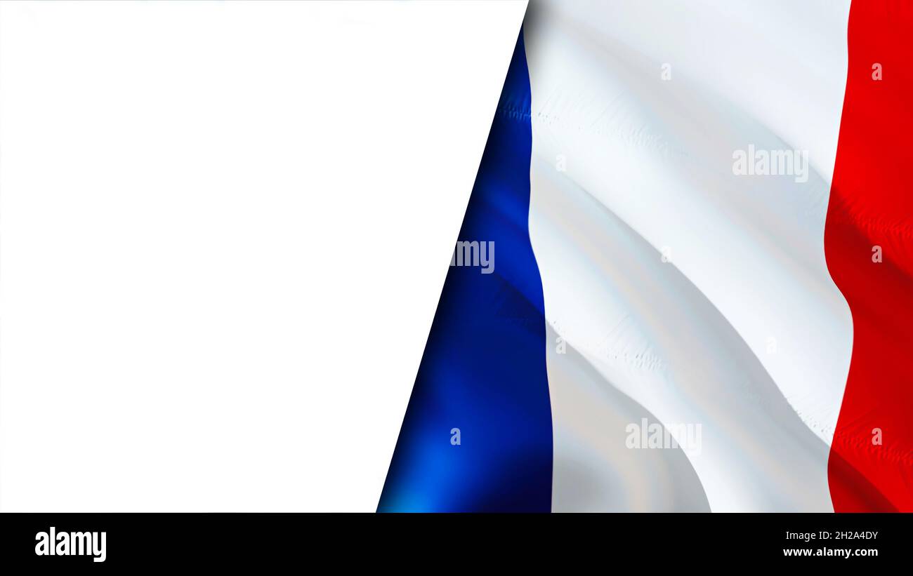 White background and France flags. 3D Waving flag design. France White ...