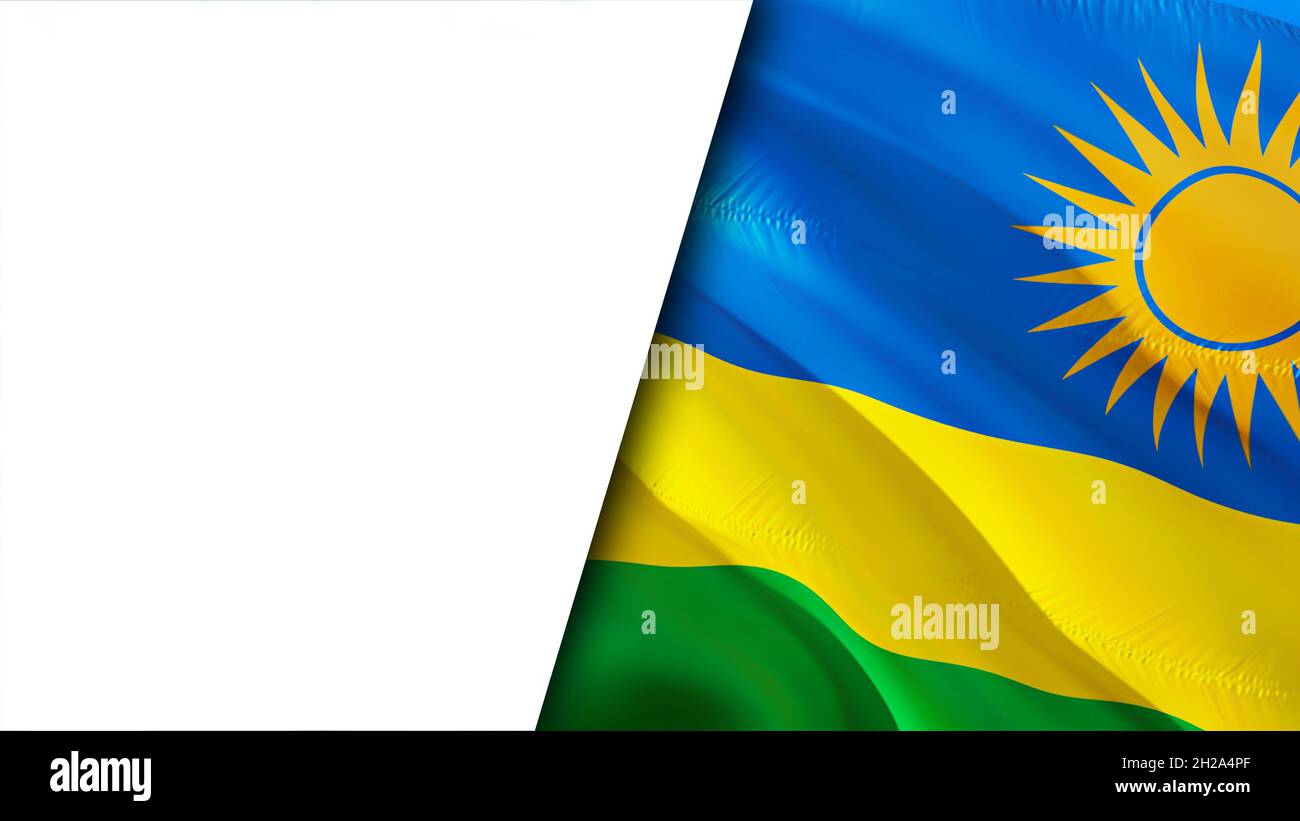 White background and Rwanda flags. 3D Waving flag design. Rwanda White ...