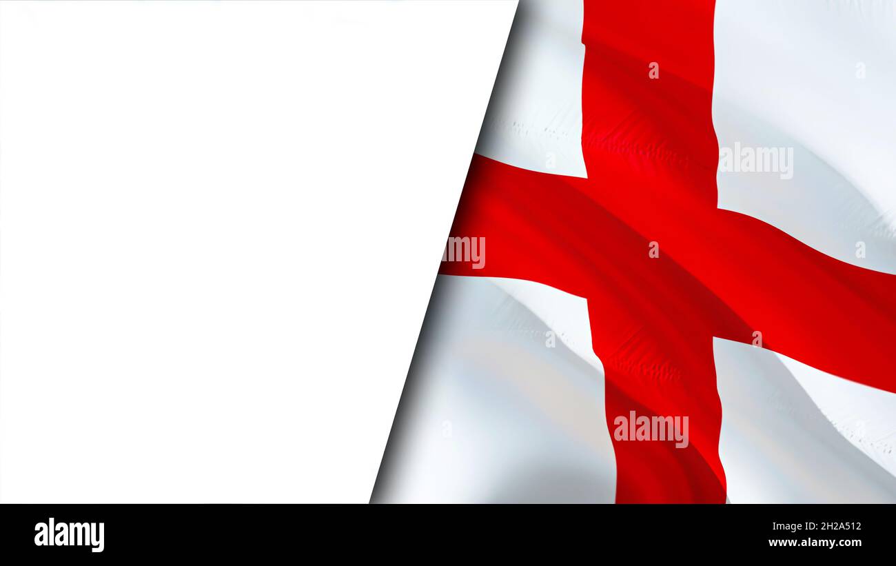 White background and England flags. 3D Waving flag design. England ...