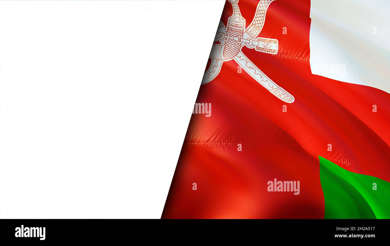 White background and Oman flags. 3D Waving flag design. Oman White background flag, picture ...
