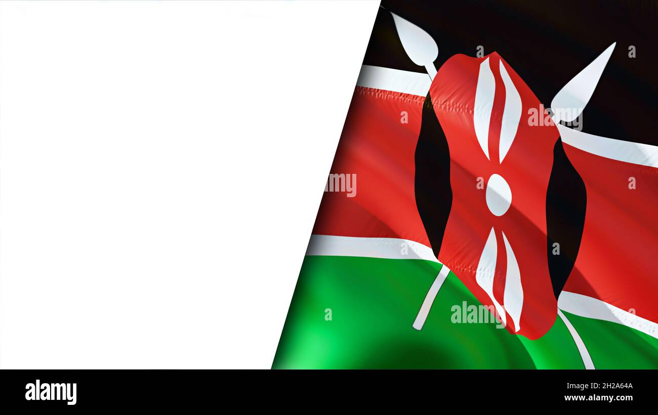 White background and Kenya flags. 3D Waving flag design. Kenya White ...