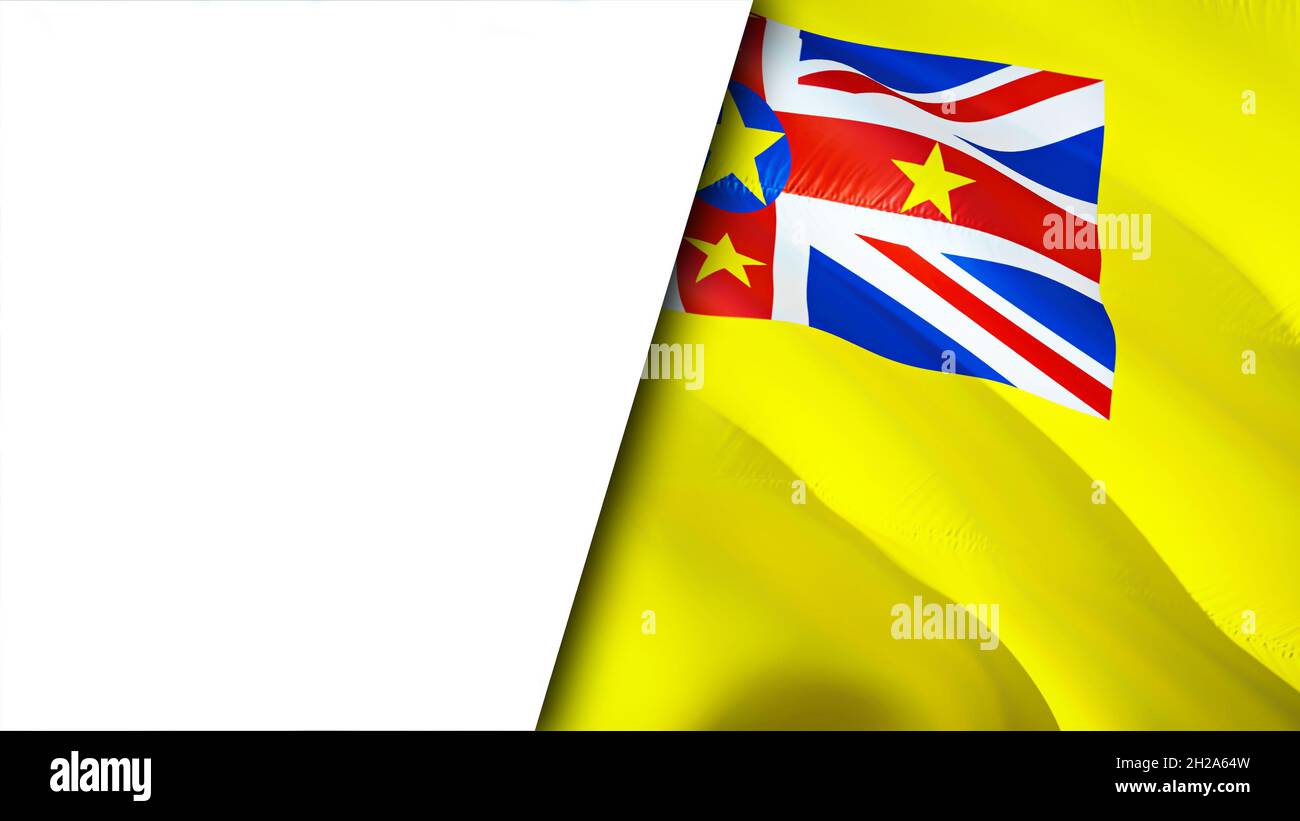 White background and Niue flags. 3D Waving flag design. Niue White ...