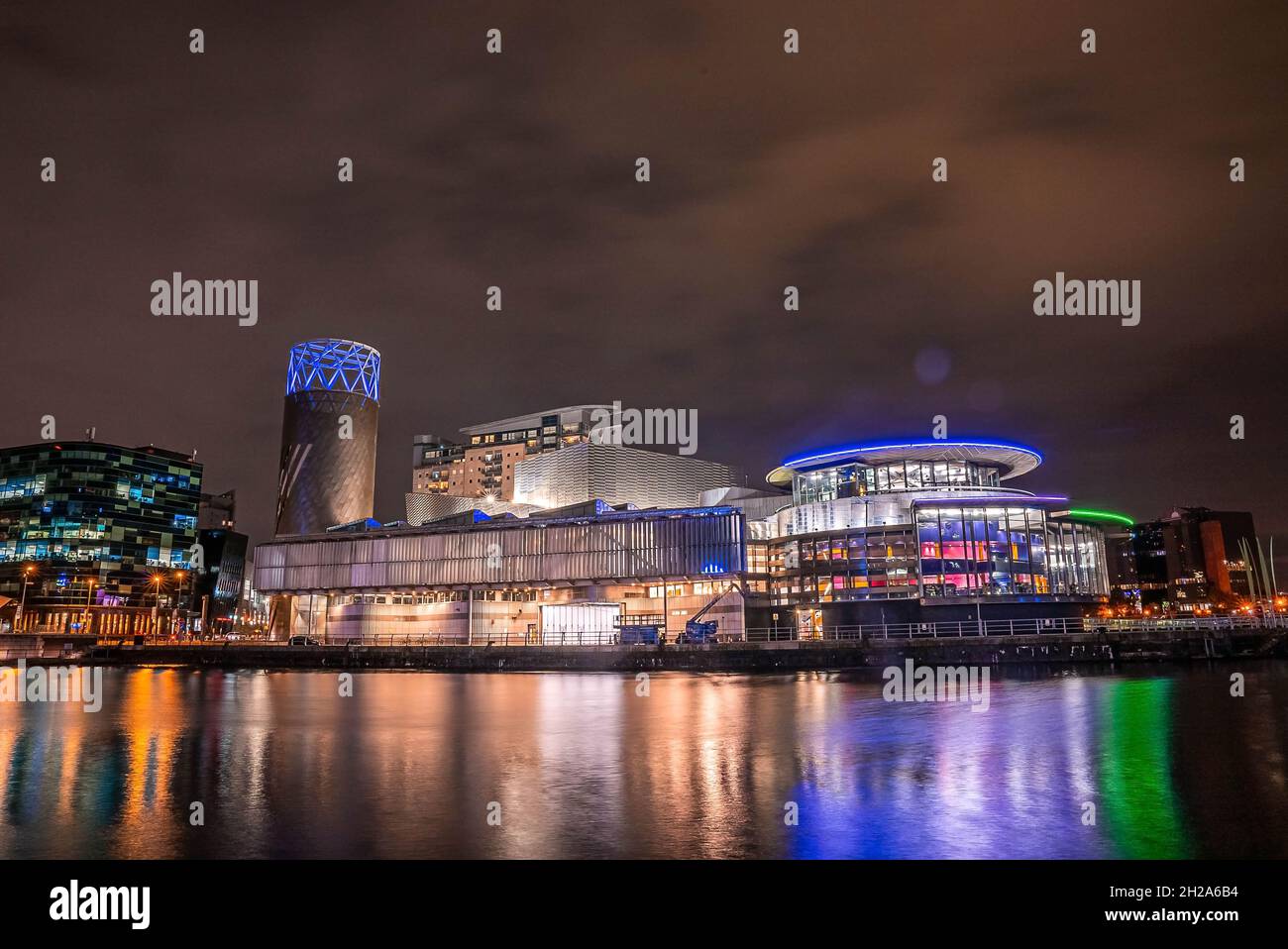 The Lights Of Manchester Ship Canal Stock Photo - Alamy