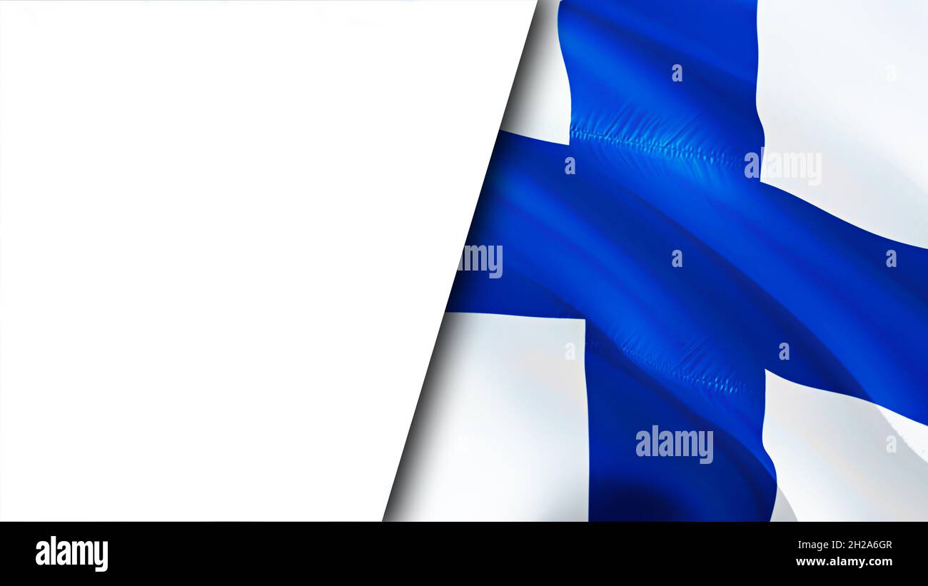 White background and Finland flags. 3D Waving flag design. Finland ...