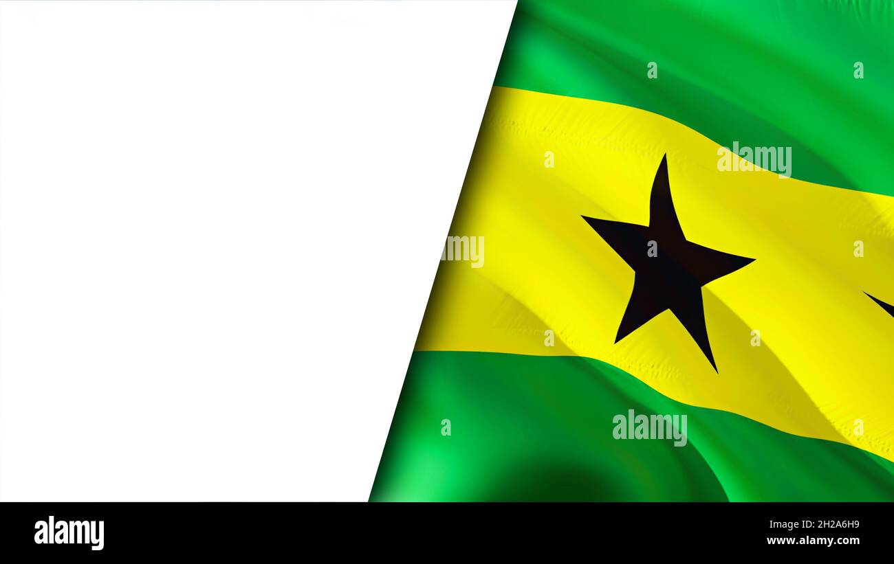 White background and Sao Tome and Principe flags. 3D Waving flag design ...