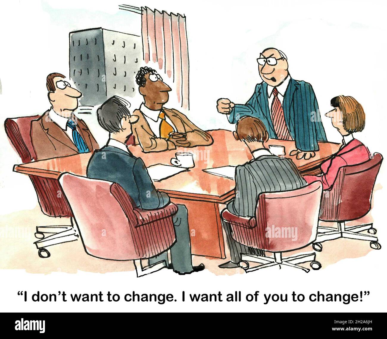 Boss wants workers to change Stock Photo - Alamy