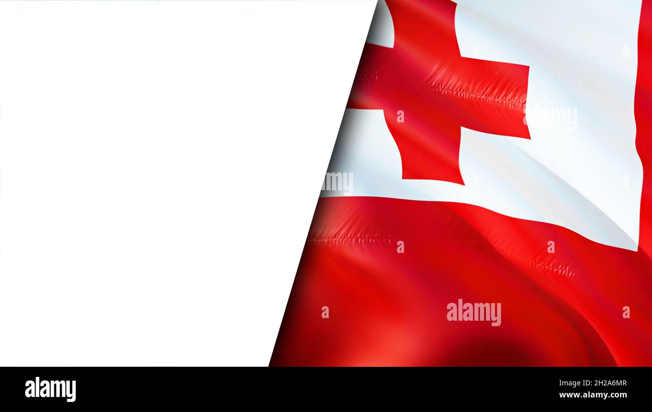 White background and Tonga flags. 3D Waving flag design. Tonga White ...