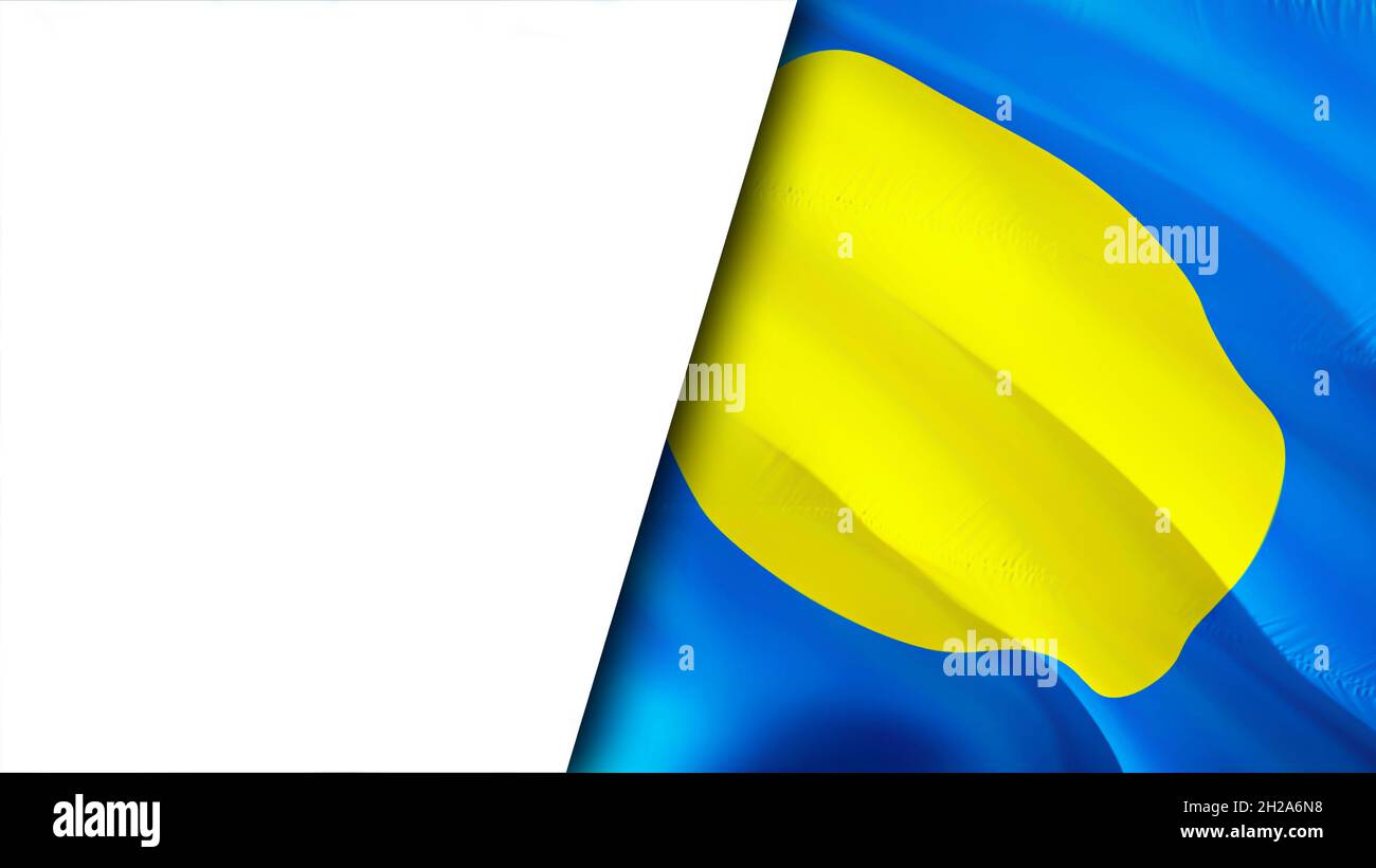 White background and Palau flags. 3D Waving flag design. Palau White background flag, picture ...