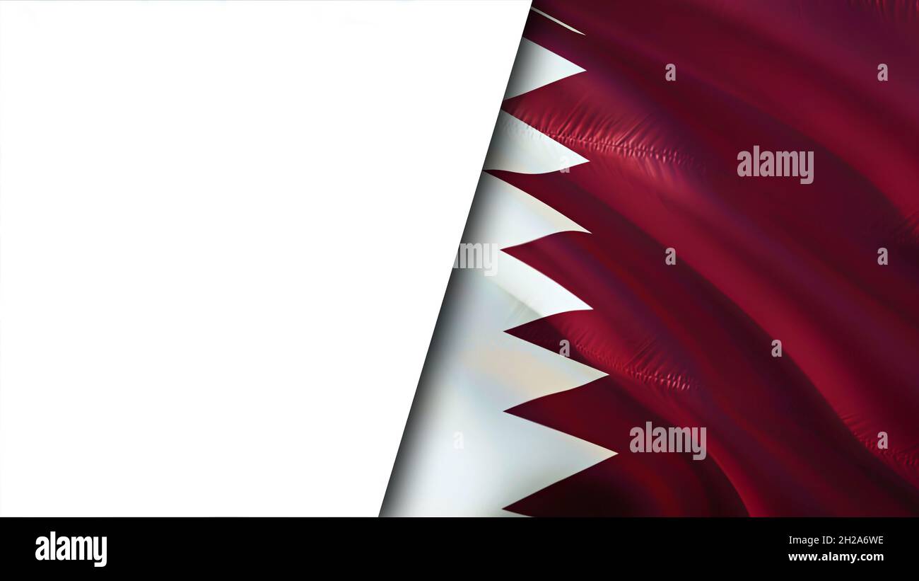 White background and Qatar flags. 3D Waving flag design. Qatar White ...