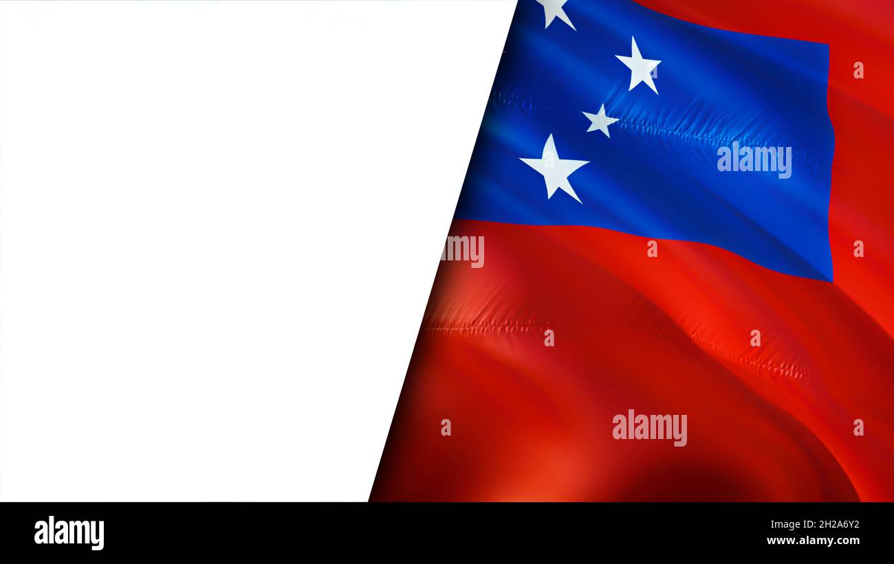 White background and Samoa flags. 3D Waving flag design. Samoa White ...