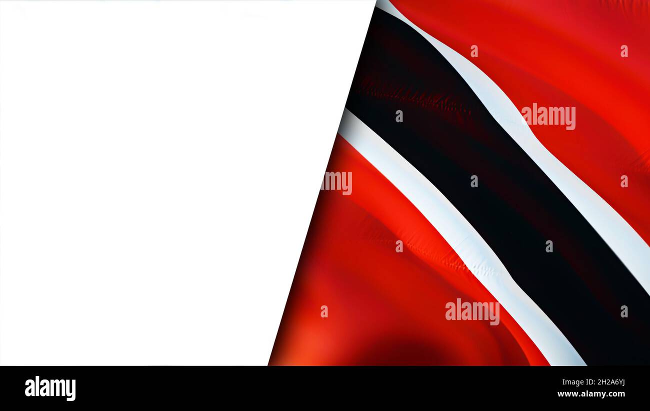 White background and Trinidad and Tobago flags. 3D Waving flag design. Trinidad and Tobago White ...