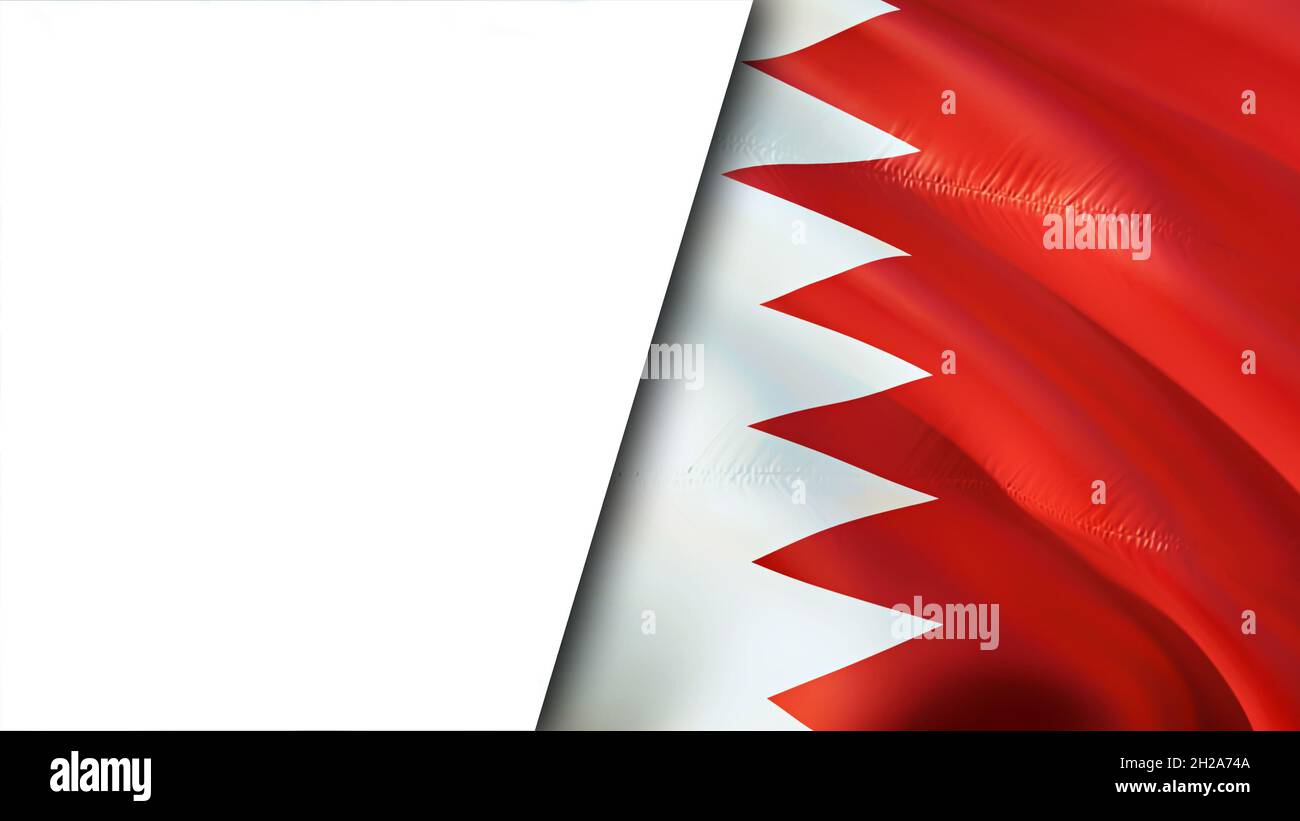 White background and Bahrain flags. 3D Waving flag design. Bahrain ...