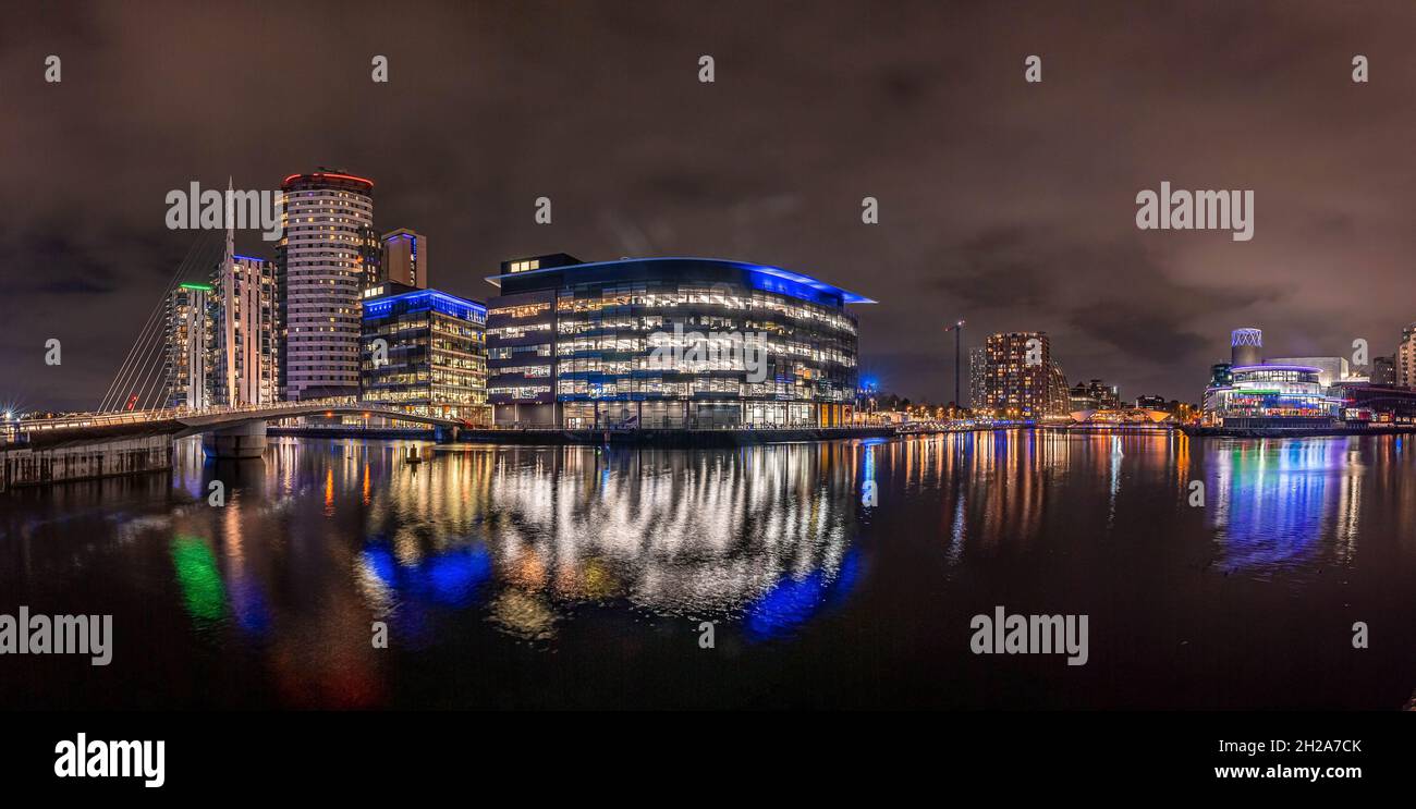 The Lights Of Manchester Ship Canal Stock Photo - Alamy