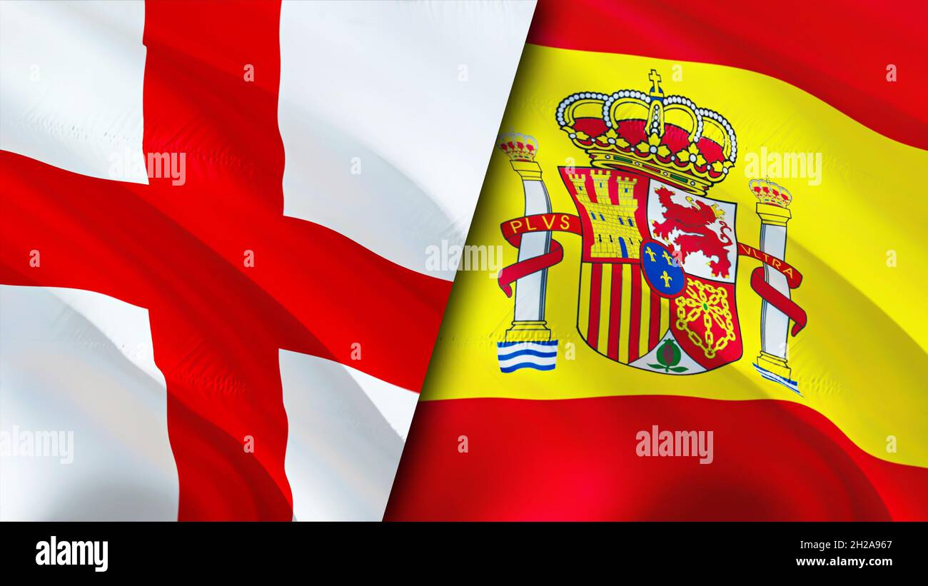England and Spain flags. 3D Waving flag design. Spain England flag ...