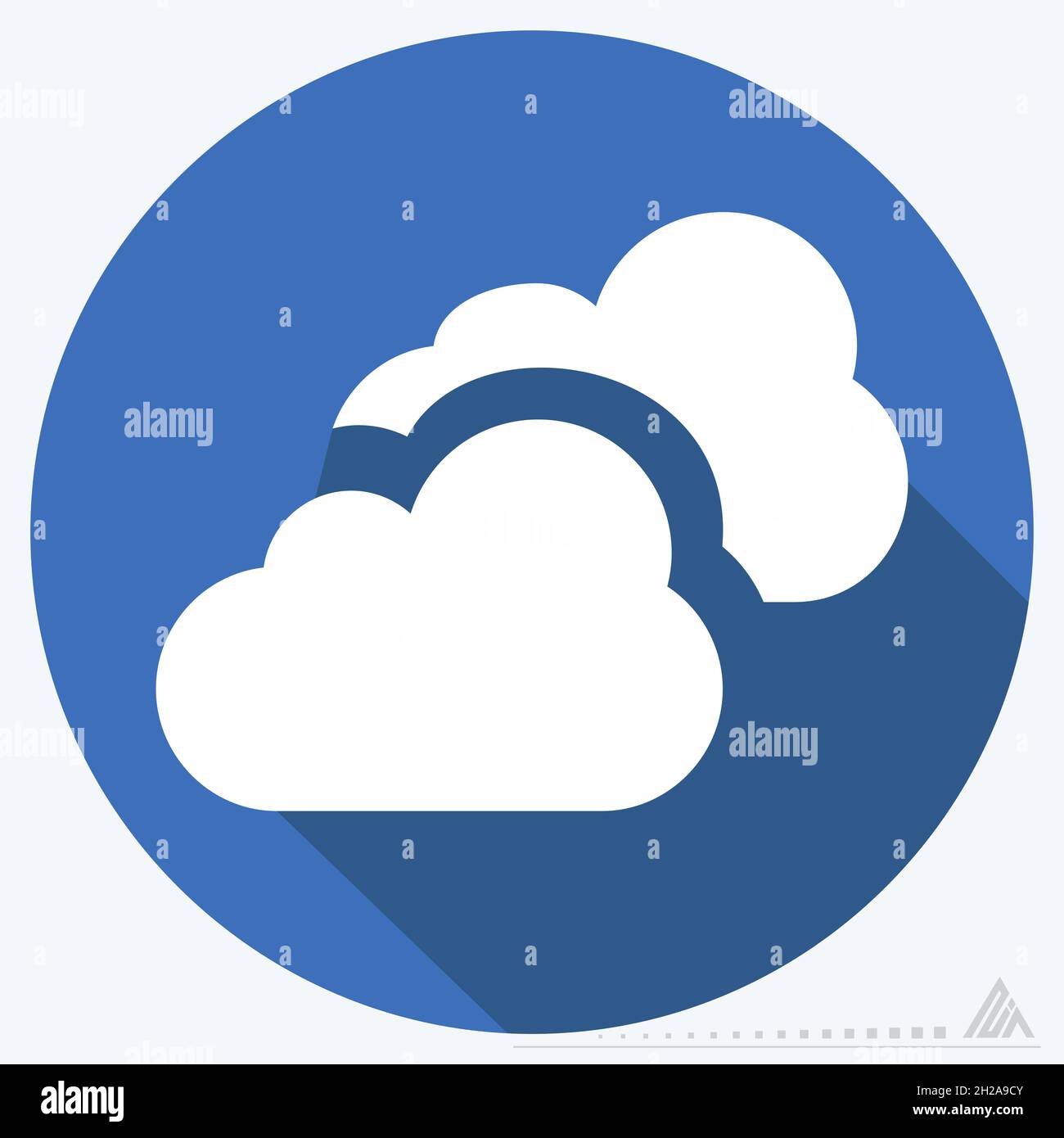 Icon Cloudy - Long Shadow Style - Simple illustration, Editable stroke ...