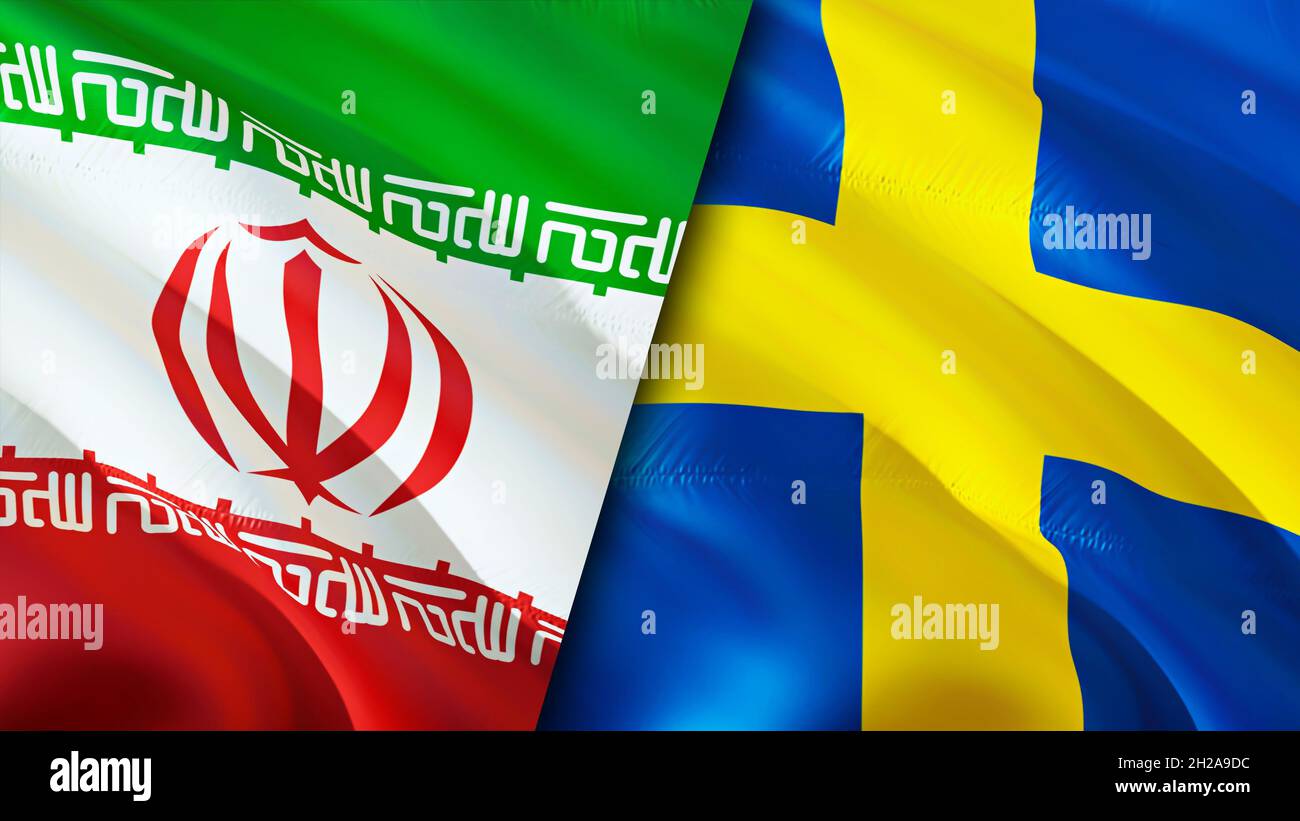 Iran and Sweden flags. 3D Waving flag design. Sweden Iran flag, picture ...