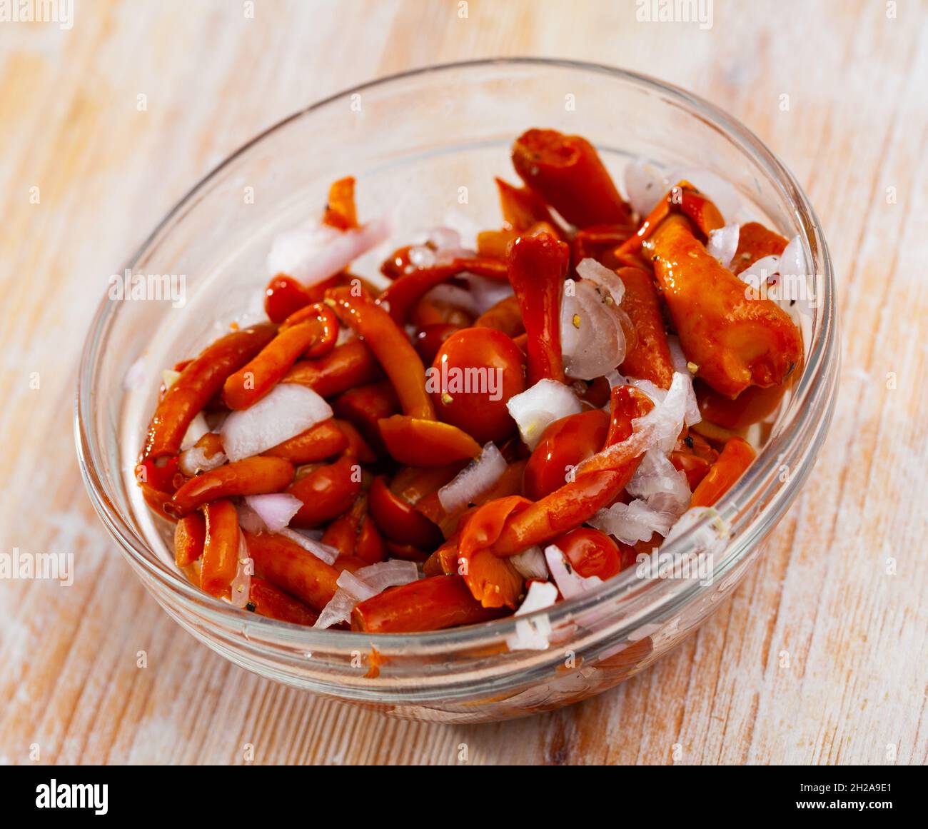 Delicious marinated nameko mushrooms with onion Stock Photo - Alamy