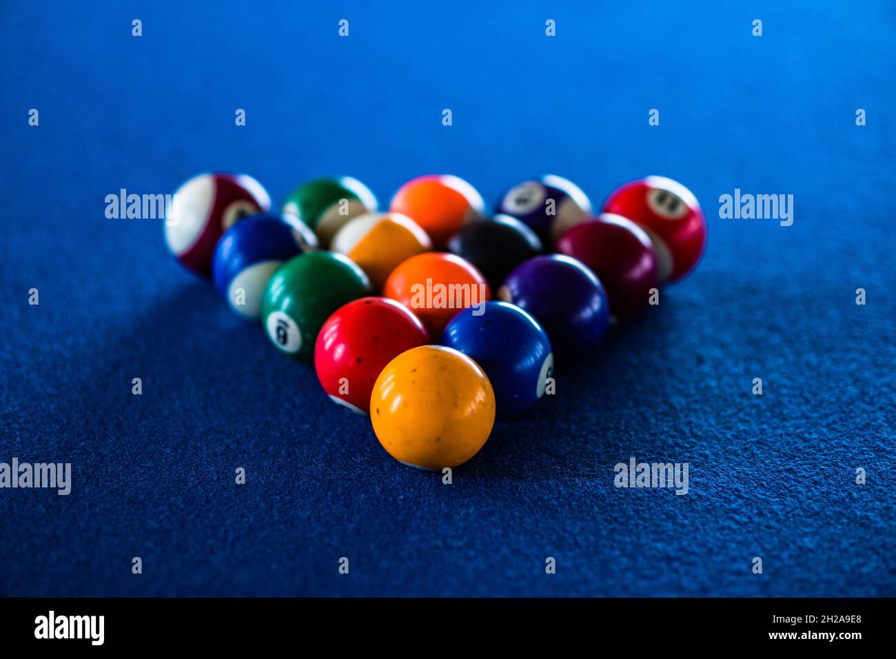 Closeup shot of billiard balls before kickoff Stock Photo - Alamy