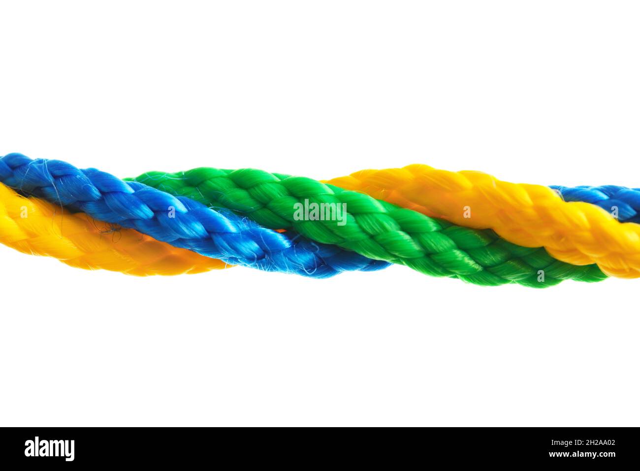 Twisted colorful ropes on white background. Unity concept Stock Photo ...
