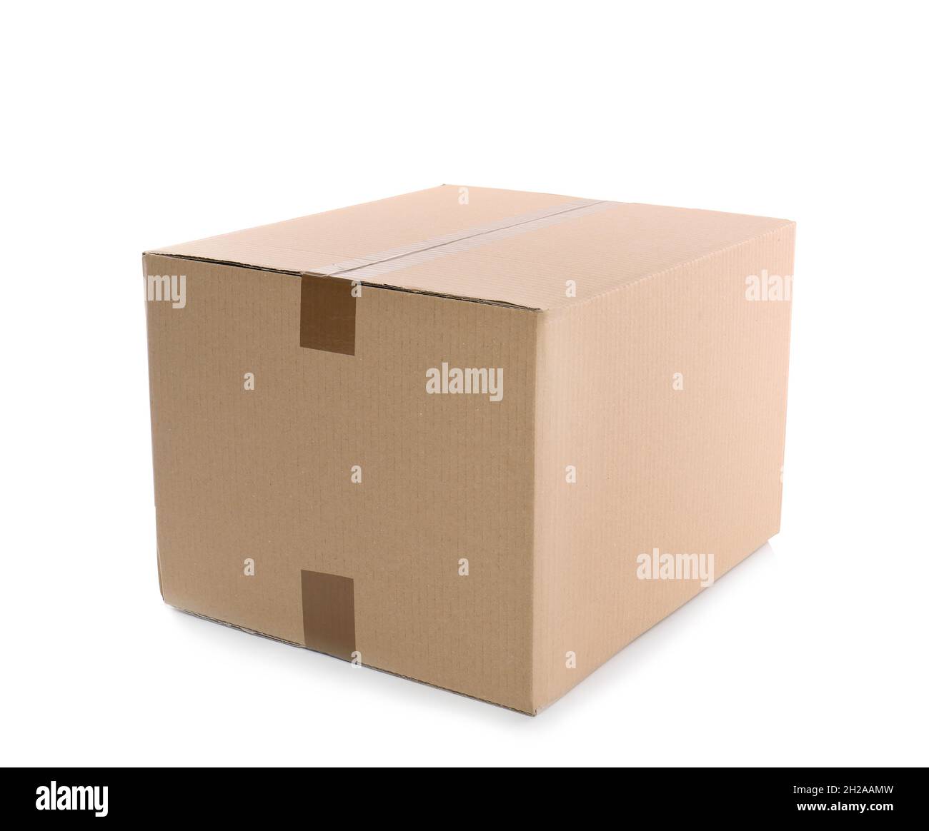 Cardboard parcel box on white background. Mockup for design Stock Photo ...