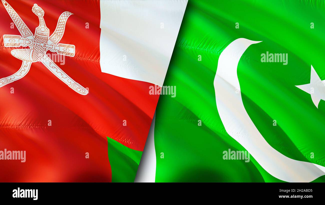 Oman and Pakistan flags. 3D Waving flag design. Pakistan Oman flag ...