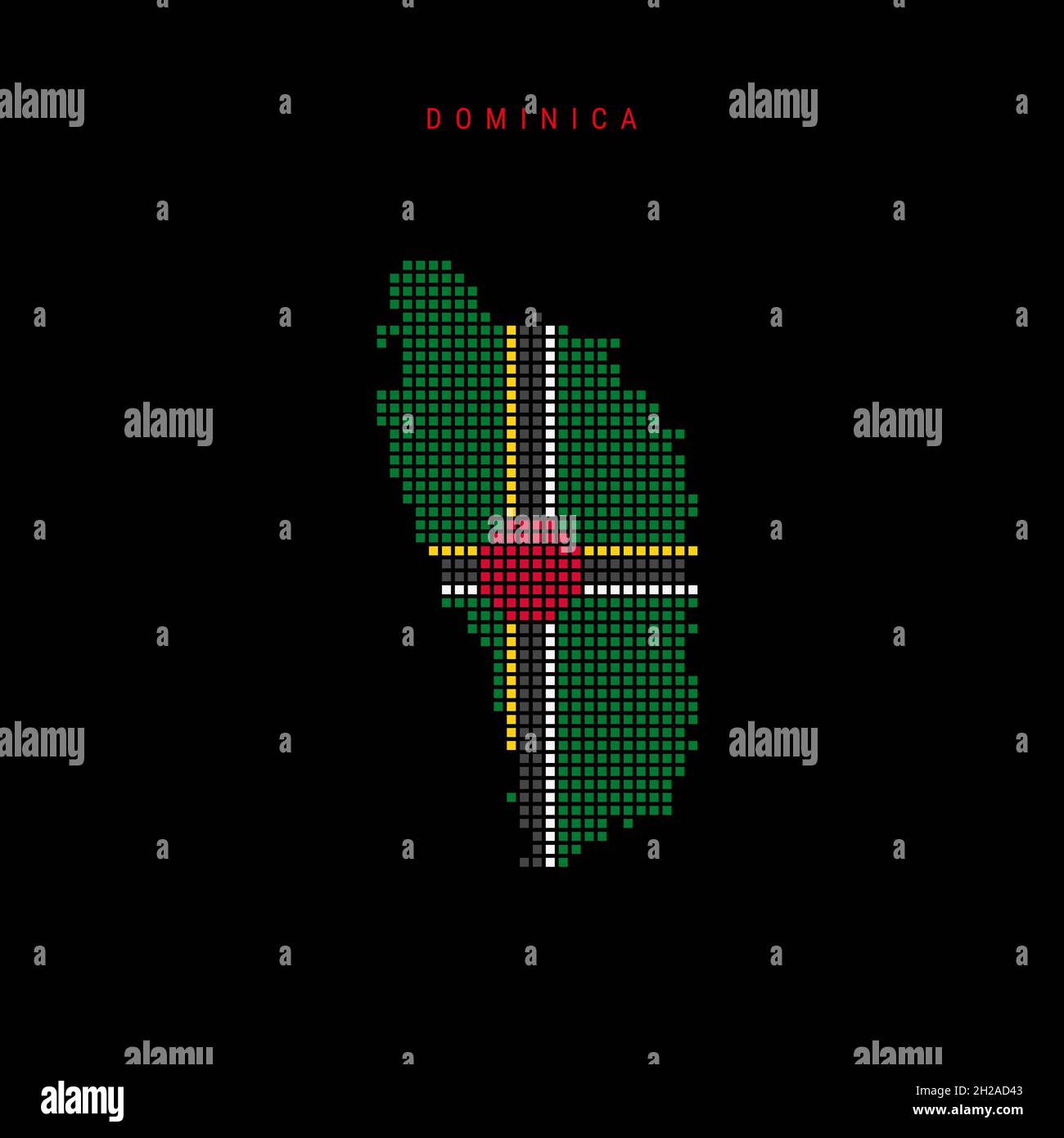 Square dots pattern map of Dominica. Dotted pixel map with national ...