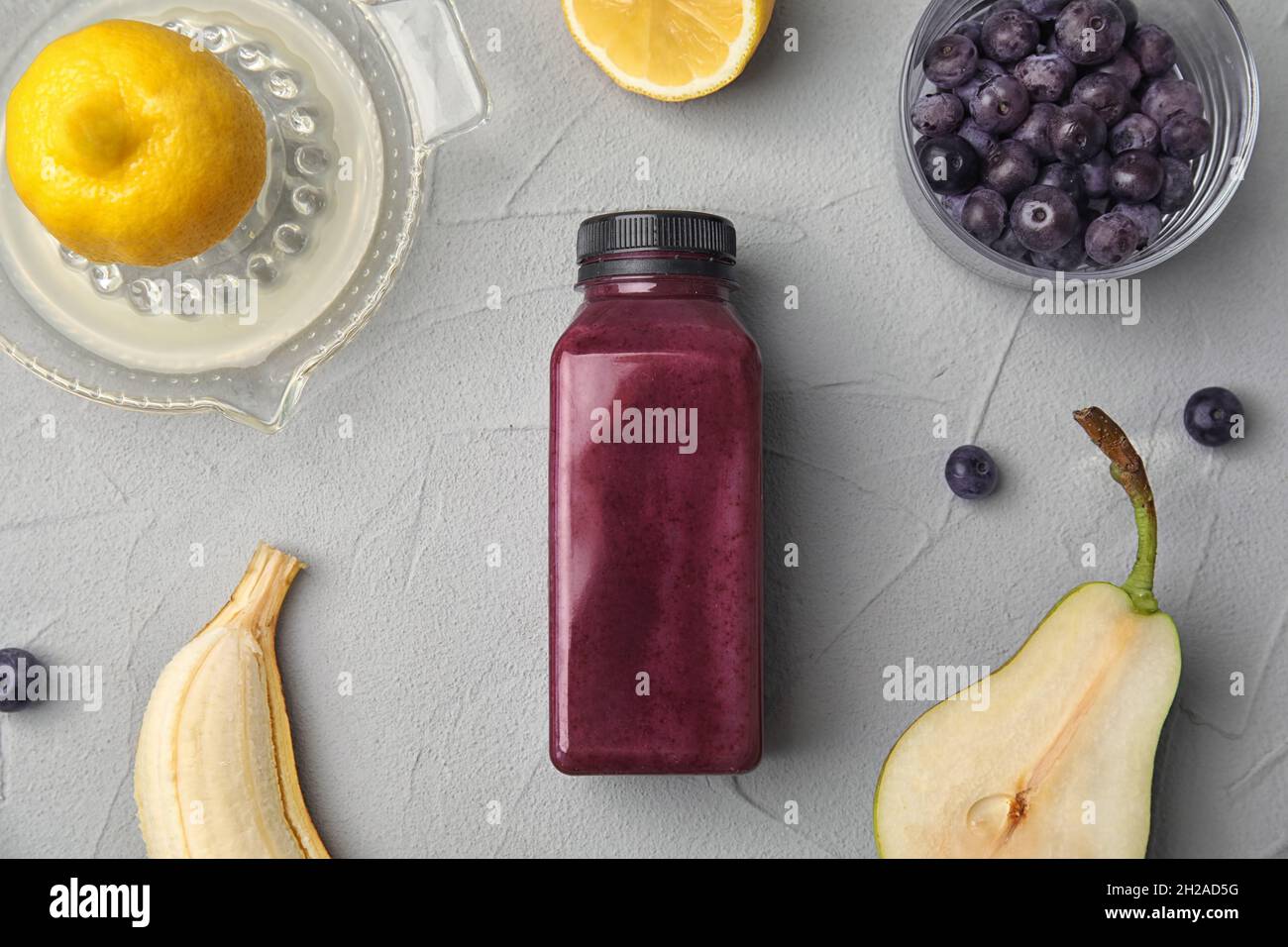 Flat lay composition with ingredients for delicious acai cocktail and ...