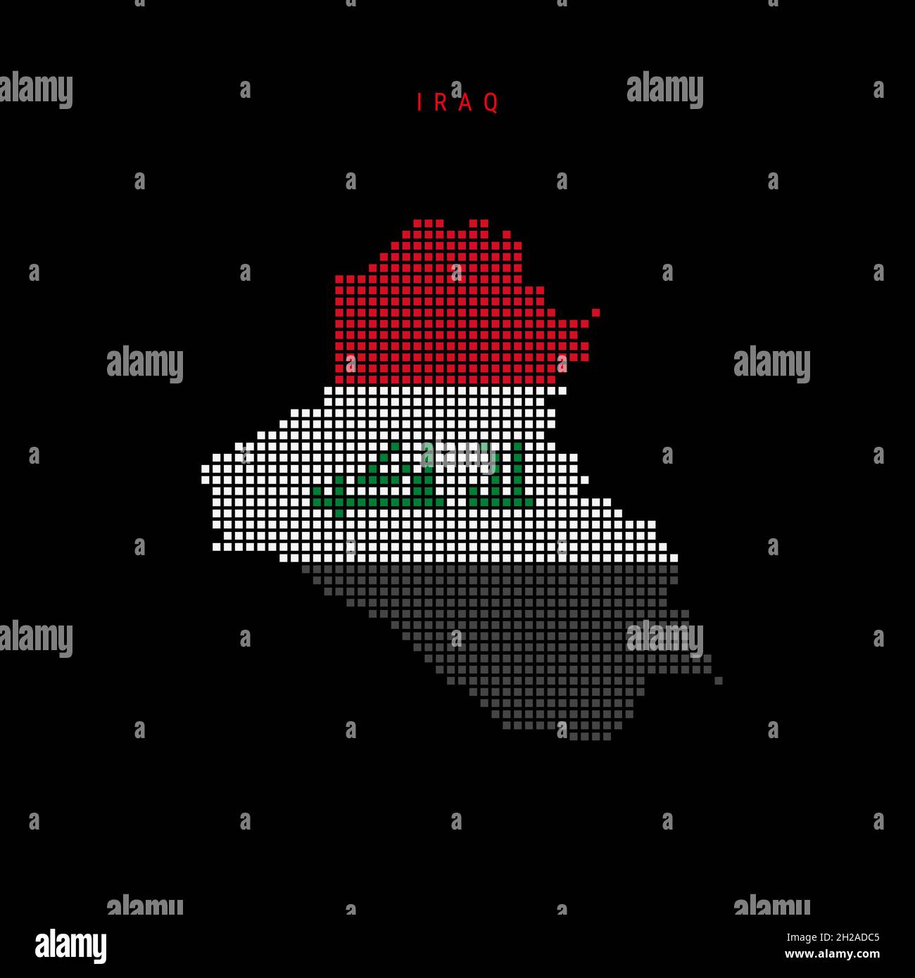 Square dots pattern map of Iraq. Dotted pixel map with national flag ...