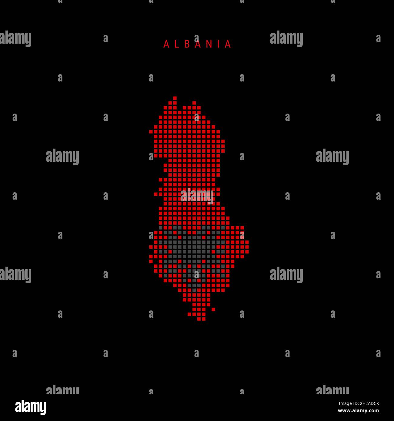 Square dots pattern map of Albania. Dotted pixel map with national flag ...