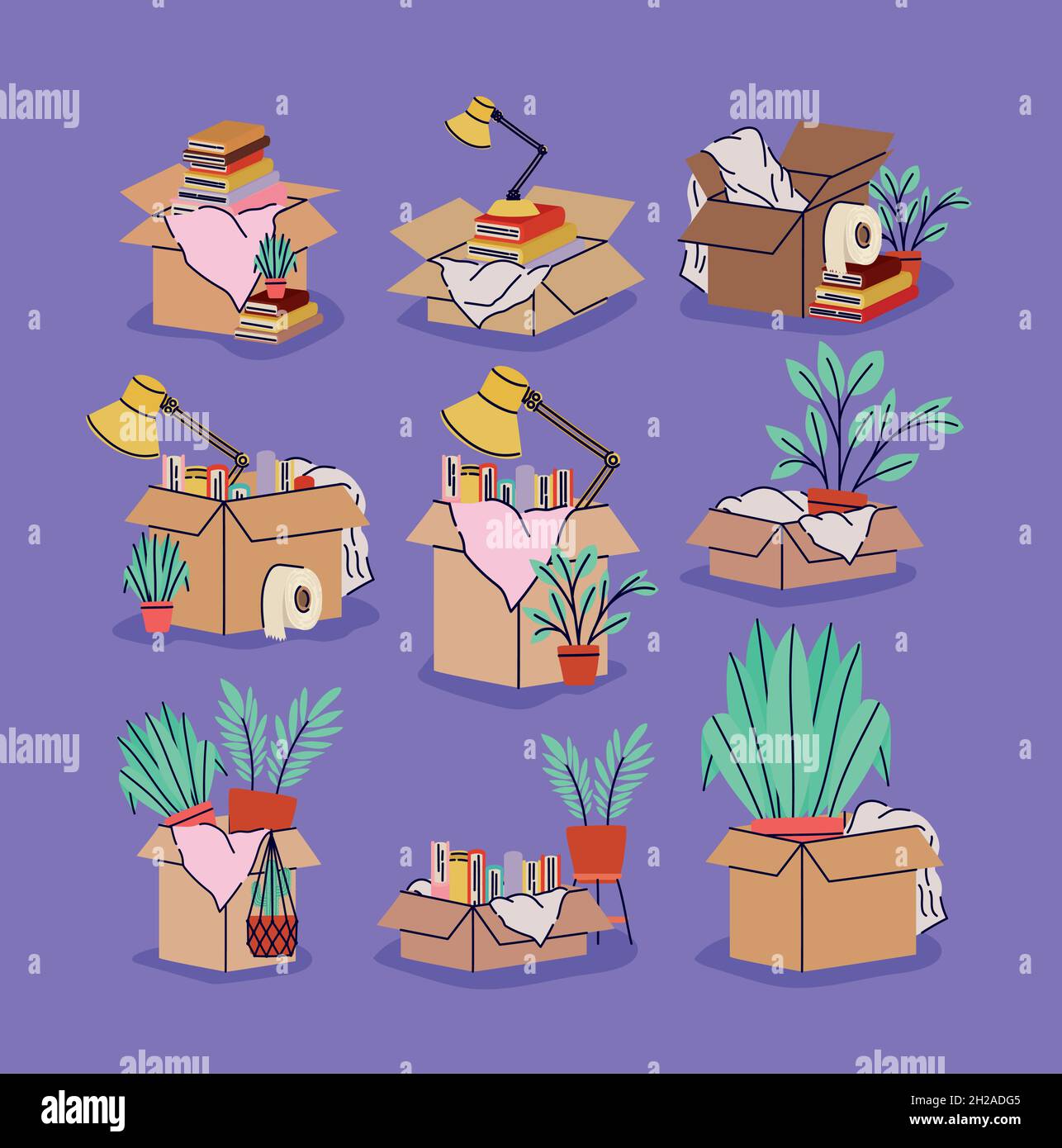 Books and boxes Stock Vector Images - Alamy