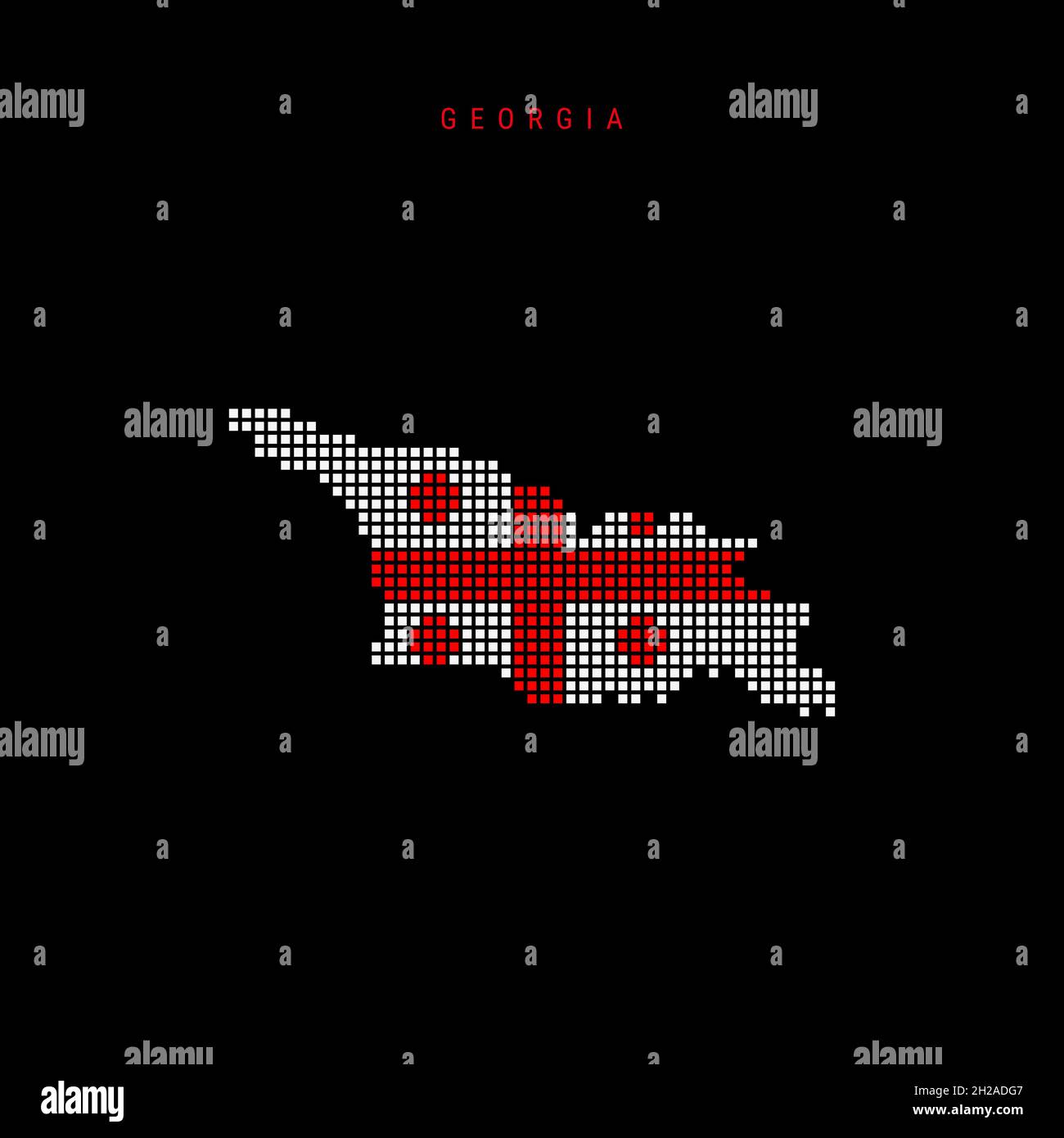 Square dots pattern map of Georgia. Dotted pixel map with national flag ...