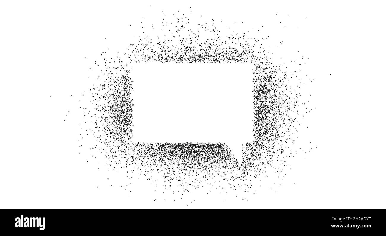 Grunge rectangular speech chat bubble. Graffiti spray blot text frame. Flat vector illustration ...