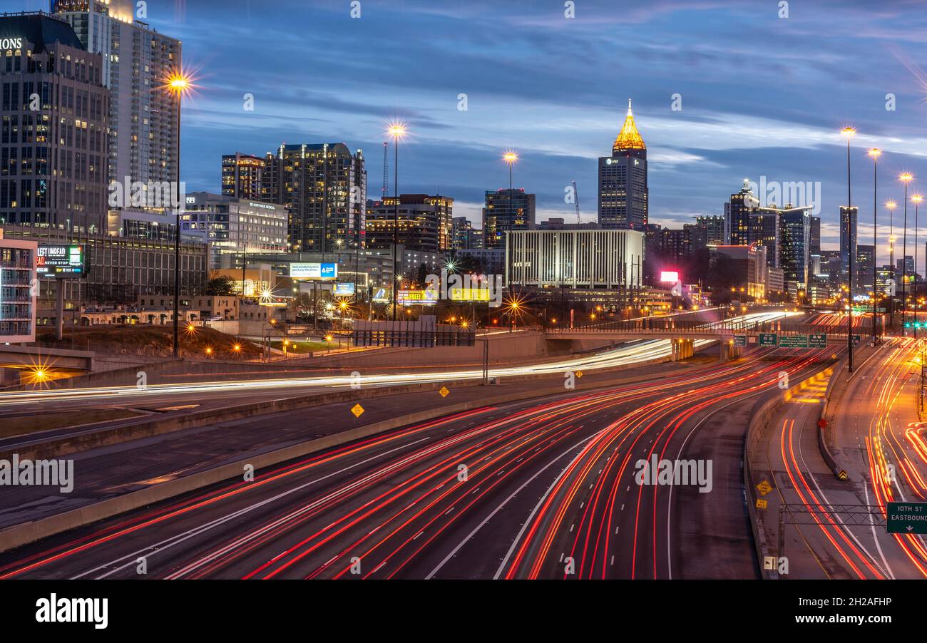 Interstate 75 / 85 through downtown Atlanta, Georgia Stock Photo - Alamy